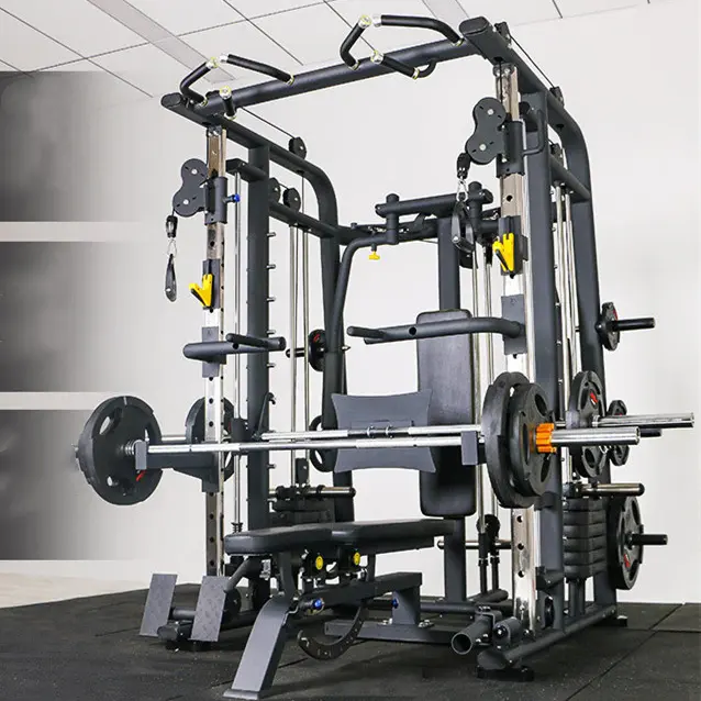 Multi-functional Smith Machine + Cable Crossover + Leg Press with Weig ...