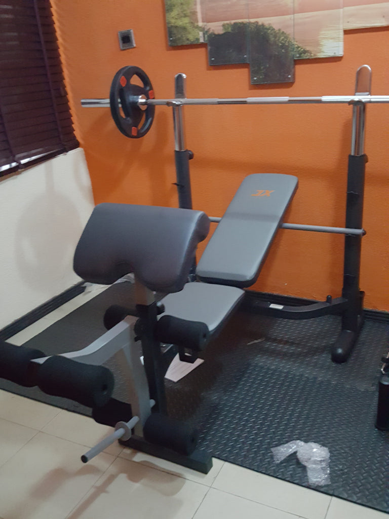 Fitness Commercial Bench Press with 50kg Olympic Barbell (with Curl Pa ...
