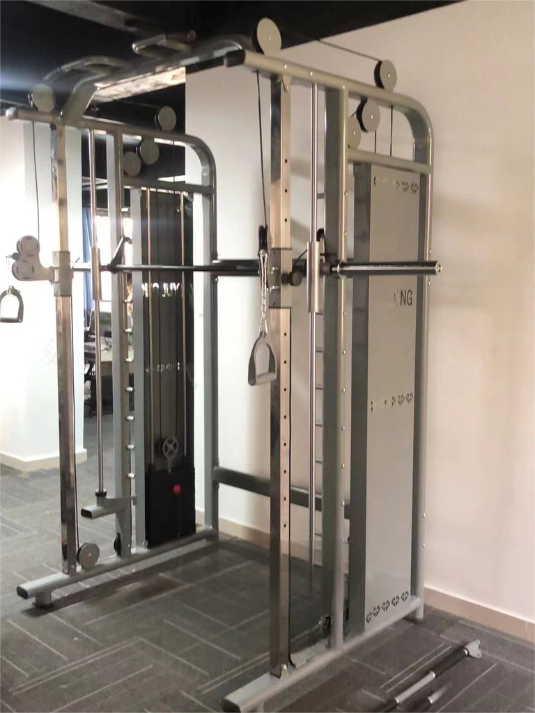 Multi-functional Smith Machine + Cable Crossover with Steel Iron Weigh ...